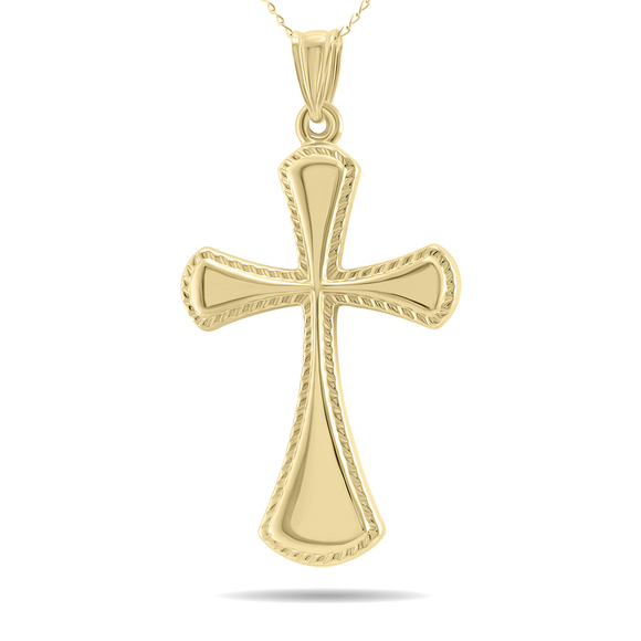 Monary | Jewelry | Ok Yellow Gold Classic Etched Cross Pendant Necklace ...